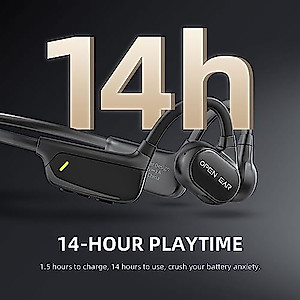 flymory Air Conduction Headphones Bluetooth 5.3, Open Ear Wireless Headphones with Dual Mic, 16.2mm Drivers Sport Headset with Premium Sound, Noise Cancelling Earphones with 14 Hours Playtime