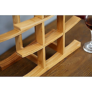 Mosa Natural Bamboo 12 Bottle Wine Rack (11.8" X 5.7" X 16.3"), Wood Wine Rack Countertop Wooden Wine Accessories