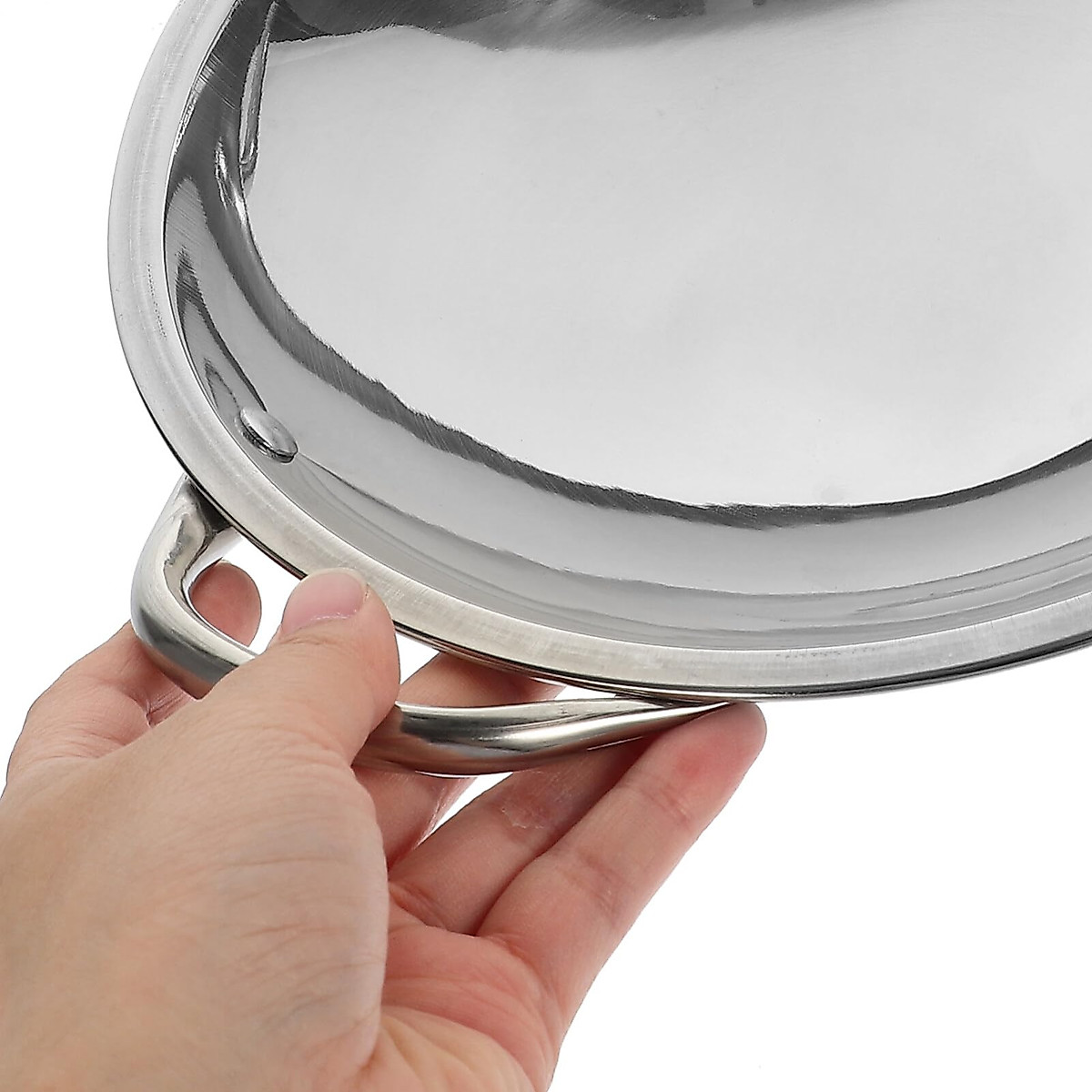 Zerodeko Paella Pan Stainless Steel Pow Wok Stir Fry Pans with Dual Handle Shabu Hot Pot Traditional Binaural Wok Japanese Cookware for Induction Cooktop Electric Gas 24CM