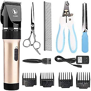 CEENWES Pet Clippers (Upgrade Version) Low Noise Professional Dog Clippers Rechargeable Cordless Pet Clipper Trimmers Pet Hair Grooming Kit for Cats Dogs and Other Animals
