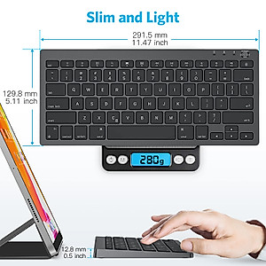 Emetok for iPad Keyboard [Aluminum Base, Big Keycap, Rechargeable], Ultra Slim Bluetooth 5.1 Keyboard for iPad 10th/9th/8th, iPad Pro 11/12.9, iPad Air/Mini/iPhone, Black