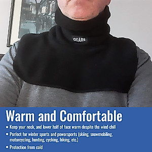 GEARS Neck Dickey - 4-Way Stretch Microfleece Neck Warmer for Winter Outdoor Activities - One Size Fits All - Machine Washable - Unisex (Black)