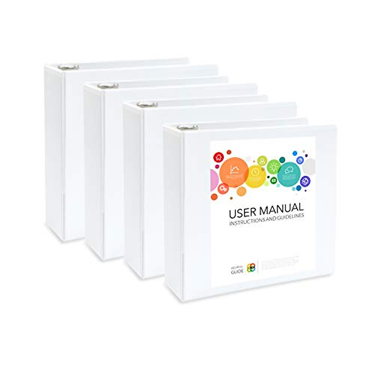 4 Pack 3 inch 3 Ring Binders, Rugged Heavy Duty Design for Home, Office, and School, Holds up to 625 Sheets of 8.5 Inch x 11 Inch Paper, White, 4 Binders