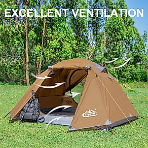 Camppal 2-3 Person Tent Backpacking Tent, Waterproof Windproof 4 Season Tent for Camping, Easy Setup Two Person Tent for Backpacking, Hiking, Hunting, Motor Cycling & Biking