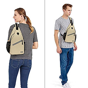 MOSISO Sling Backpack, Multipurpose Crossbody Shoulder Bag Travel Hiking Daypack, Beige, Medium