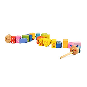 BOHS Caterpillar Lacing Blocks - Threading & Stacking - Toddler Learn Counting, Numbers and Shapes- Baby Kids Fine Motor Skills Toys