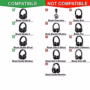 Ear Pads Cushions for Beats Solo Replacement Memory Foam Earpads Cushions Compatible with Solo 2 & 3 Wireless On-Ear Headphones, Left/Right Pair (Black)