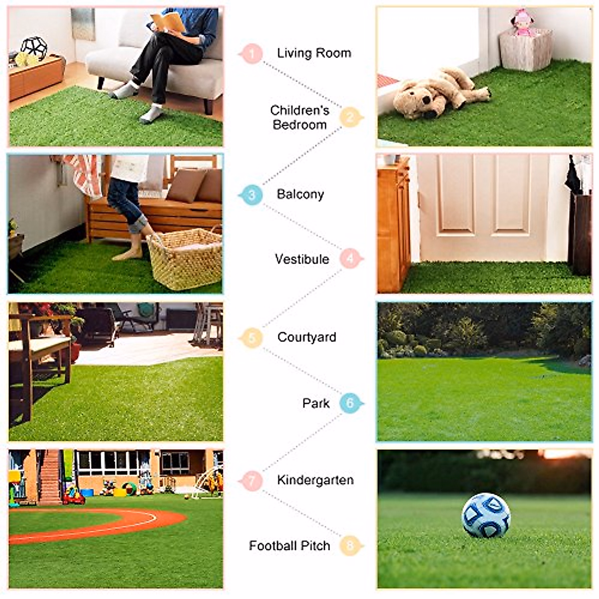 Cocoarm Artificial Grass Turf Lawn, Synthetic Artificial Grass Mat Turf Lawn Garden Micro Landscape Ornament Dollhouse Grass Home Decor for Indoor and Outdoor Use, Non Toxic for Pet, 12 x 12inch