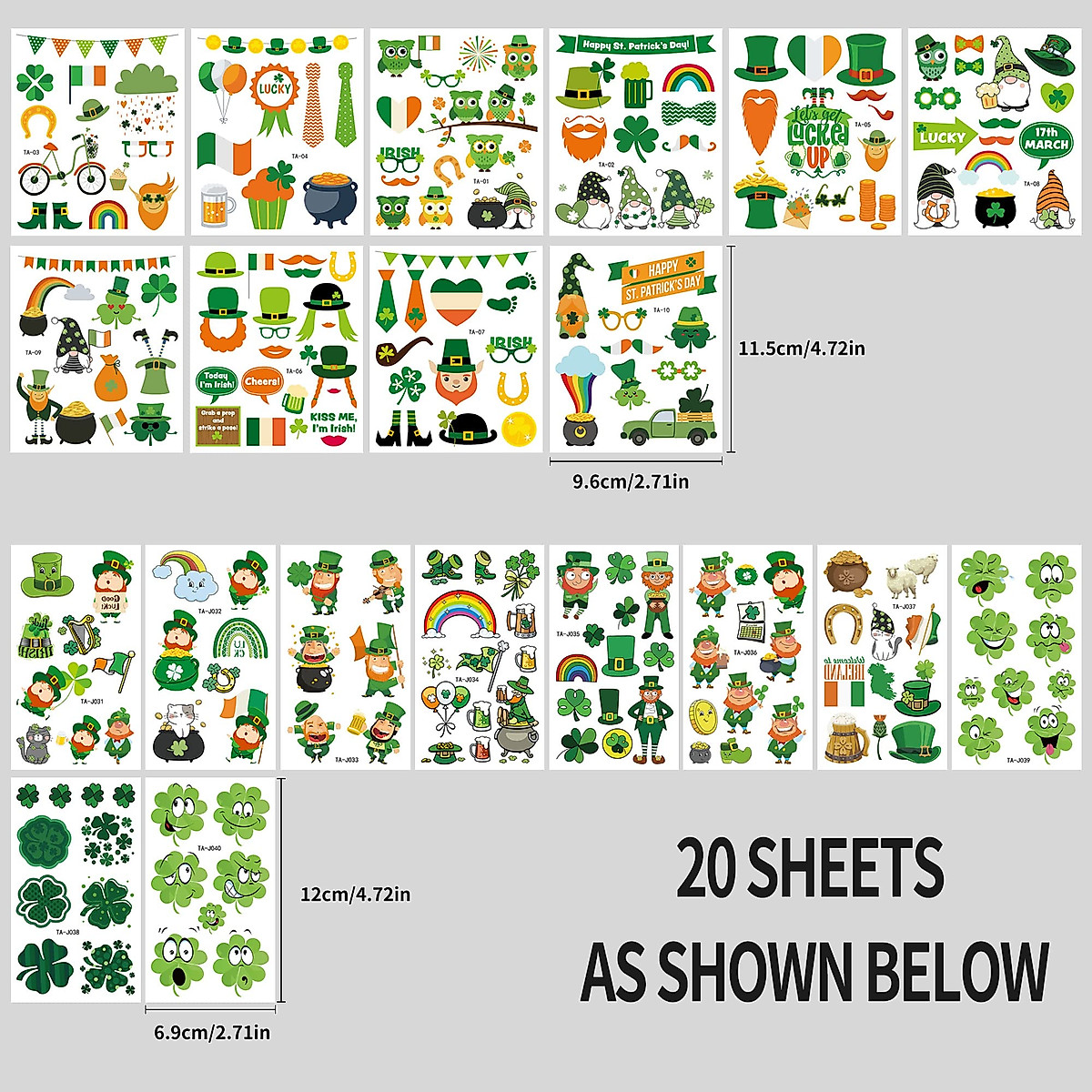 St Patricks Day Tattoos - 224 Styles St Patricks Day Accessories Green Shamrock Irish Temporary Tattoo Stickers, St.Patrick's Day Party Supplies Favors Decorations Gift for Kids Women Men