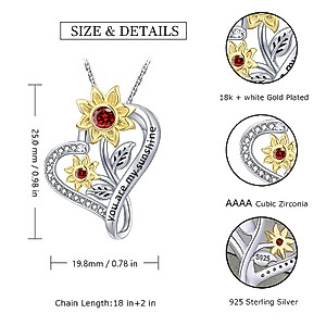 Bolelis 925-Sterling-Silver Sunshine Sunflower Necklace for Women - You are My Sunshine Infinity Love Pendant Mothers day Chrismas day Jewelry Gifts for Mom and Daughter