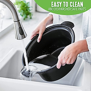 6-Quart Nonstick Electric Slow Cooker - Programmable Ceramic Slow Cookers with Digital Timer, Removable Lid and Pot, Dishwasher Safe Parts, Turquoise