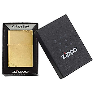 Zippo Vintage Brushed Brass with Slashes Pocket Lighter