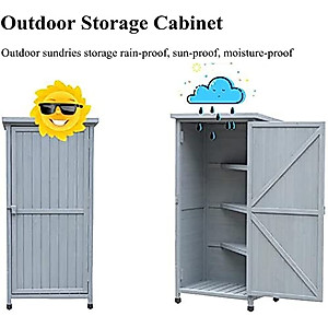MUWIZ Outdoor Storage Shed, Storage Shed and Tool Shed Outdoor Storage Shed, Large Solid Wood Tool Shed Tiny House Garden Tool Storage