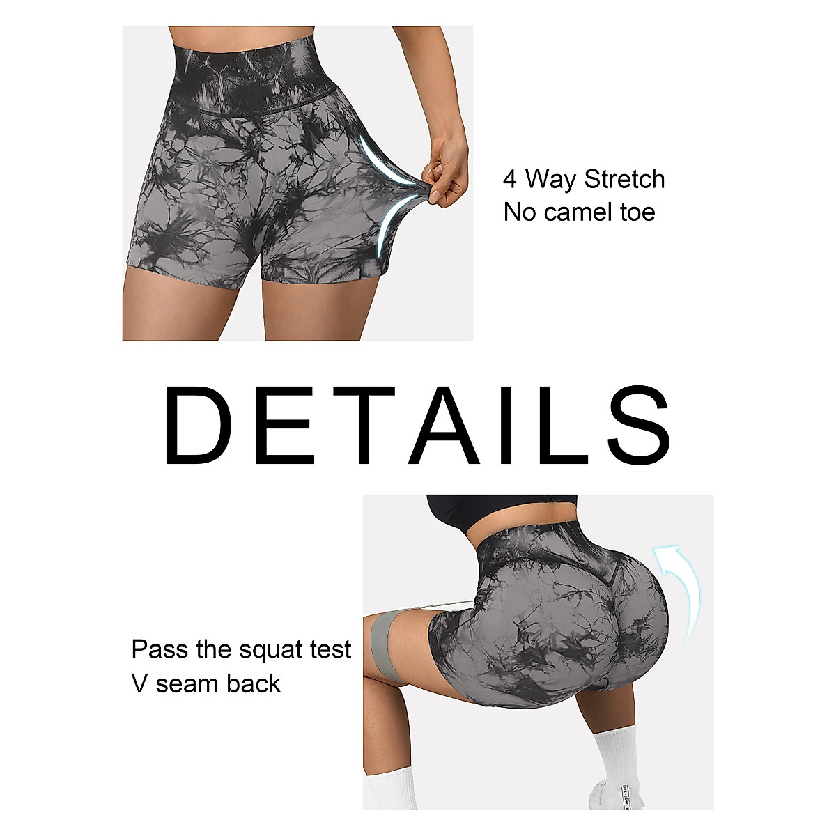 RXRXCOCO Women Seamless Butt Lifting Contour Yoga Short 3" High Waist Booty Gym Biker Shorts Small Black Gray