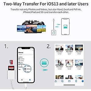 [Apple MFi Certified] Lightning to SD/Micro Card Reader for iPhone/iPad, 3 in 1 Memory Card Reader Adapter with Charging Port, Trail Game Camera SD Card Reader Viewer, No App Required Plug and Play