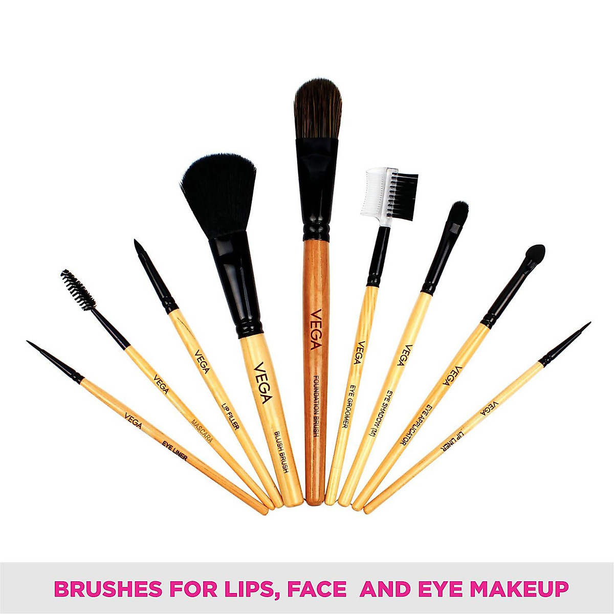 Set of 9 Vega Make-Up-Brushes EVS-09