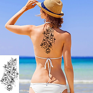 72 Sheets 3D Flowers Temporary Tattoos for Women, Fake Tattoos Body Art Arm Sketch Tattoo Stickers for Women and Girls