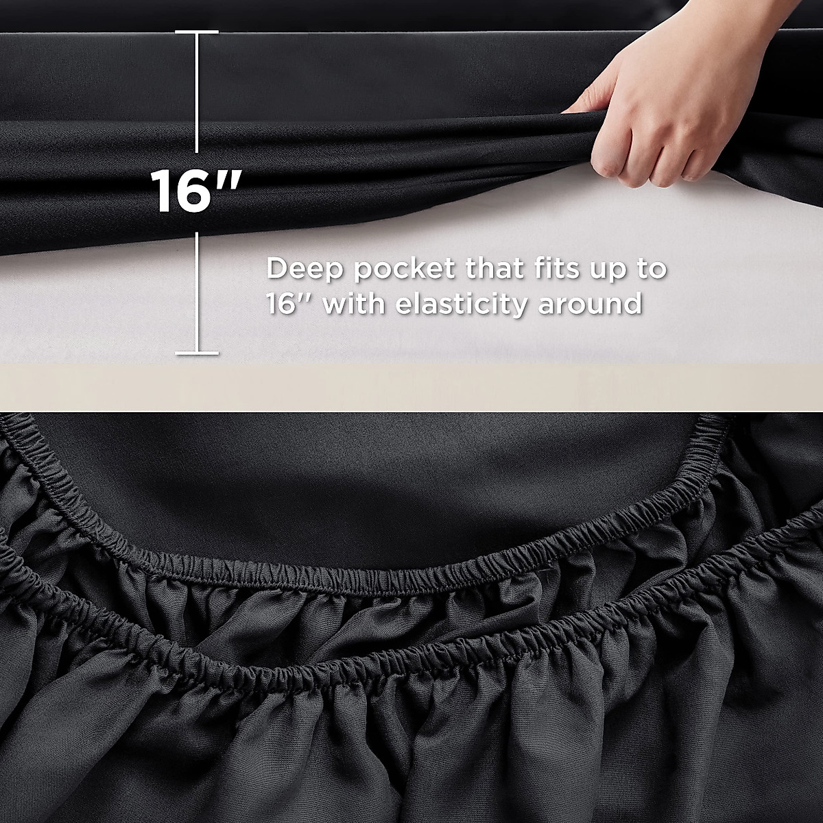 Bedsure Full Size Sheet Set Black Bundle Deep Pocket Full Size Sheet Set Fits Mattresses Up to 24" Thick
