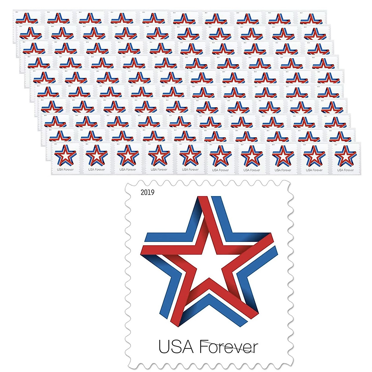 Star Ribbon Forever First Class Postage Stamps Celebration Patriotic (100 Stamps)