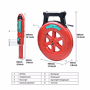 Xin Tester Pipe Locators, Water Pipe Blockage Detector for PVC/Plastic/Metal Underground Pipeline Blocking Clogging Finder Sewer Wall Scanner Plumbing Tools 30M(XT-630)