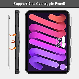 Soke New iPad Mini 6th Generation 2021 Case with Pencil Holder-[Full-Body Protection + 2nd Gen Apple Pencil Charging +Two Viewing Angles],Translucent Frosted Back Cover for iPad Mini 6 8.3 Inch(Black)