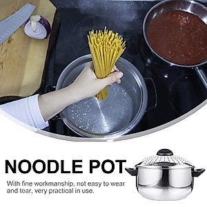 DOITOOL Stovetop Stainless Steel Pasta Pot with Strainer Lid, Nonstick Spaghetti Pot Noodles Cooking Pot for Cooking Pasta Noodle Veggie or Sauce, Sliver, 6.2X9.2
