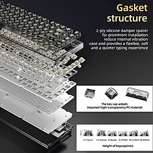 KEYXGSUL 75% Keyboard, X75 Hot Swappable Mechanical Keyboard, 82 Keys Compact Gaming RGB Keyboard with Stand-Alone Arrow/Control Keys for Windows and Mac (Crystal White Switch, Transparent Black)