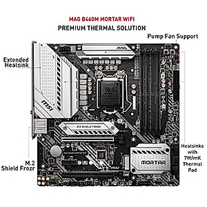 MSI MAG B460M Mortar WiFi Gaming Motherboard (mATX, 10th Gen Intel Core, LGA 1200 Socket, DDR4, CFX, Dual M.2 Slots, USB 3.2 Gen 1, 2.5G LAN, DP/HDMI, Wi-Fi 6 Pre-Certified)