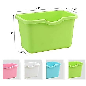 Liyhomez Pack of 2 Over The Cabinet Basket Wastebaskets, Multifuctional Hanging Trash Can Waste Bins Garbage Containers (Green, Blue, )