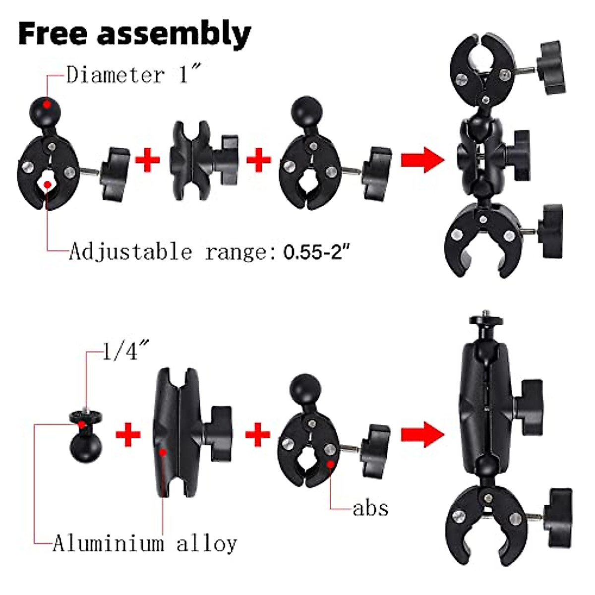 PellKing Motorcycle Bike Handlebar Clamp Mount and 61" Invisible Selfie Stick for Insta360 X4 X3 X2 X ONE RS R GO 3 Camera