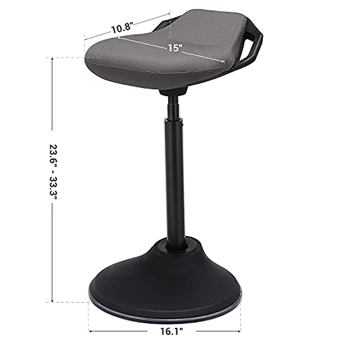 SONGMICS Standing Desk Chair, Adjustable Ergonomic Standing Stool, 23.6-33.3 Inches, Swivel Sitting Balance Chair, Anti-Slip Bottom Pad, Grey UOSC02GY