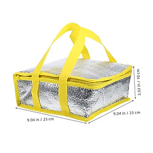 SOLUSTRE 10pcs Pizza Cooler Bag Insulated Bag Reusable Insulated Shipping Bags Cooler Thermal Bag Insulated Cake Carrier Bike Bag Food Tote Plastic Yellow