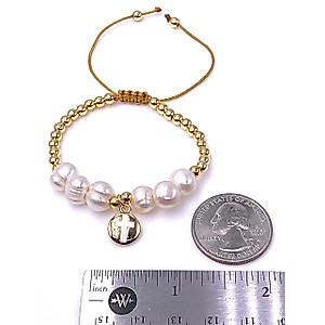 LESLIE BOULES 18K Gold Plated Round Cross Pendant Baroque Bracelet for Women Catholic Jewelry