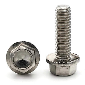 Hex Flange Serrated Cap Bolt Screws 18-8 Stainless Steel - 10-32 X 1/2 - Qty 25