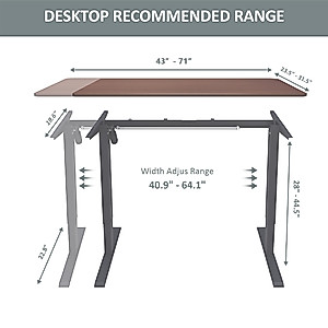 Win Up Time Standing Desk Frame - Standing Desk Legs, Adjustable Desk Frame, Sit Stand Desk Frame, Smart Controller System for 48''-70'' Desk Top,DIY Workstation (Grey Frame Only)