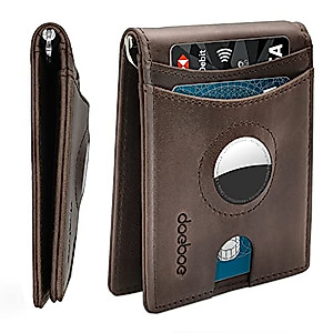 doeboe AirTag Wallet Holder, Wallet for Men Genuine Leather Credit Card Bifold Wallet with Money Clip, Minimalist RFID Slim Front Pocket Wallet, Airtags Accessories for Men Women Father's Day Gift