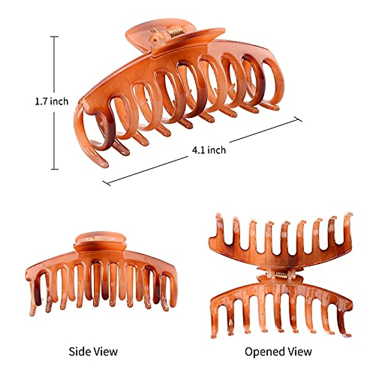 12 PCS Square Hair Clips for Women,4.3 Inch Large Rectangle Hair Claw Clips for Women Thin Thick Curly Hair, Big Matte Banana Clips,Strong Hold jaw clips,Multicolor 1 (Jelly)