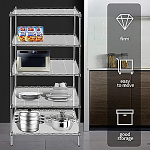 Mogusier 5-Tier Wire Shelving Rack Adjustable Metal Shelf Storage Rack 23.6x14 x59 in Kitchen Bathroom Steel Storage Organizers