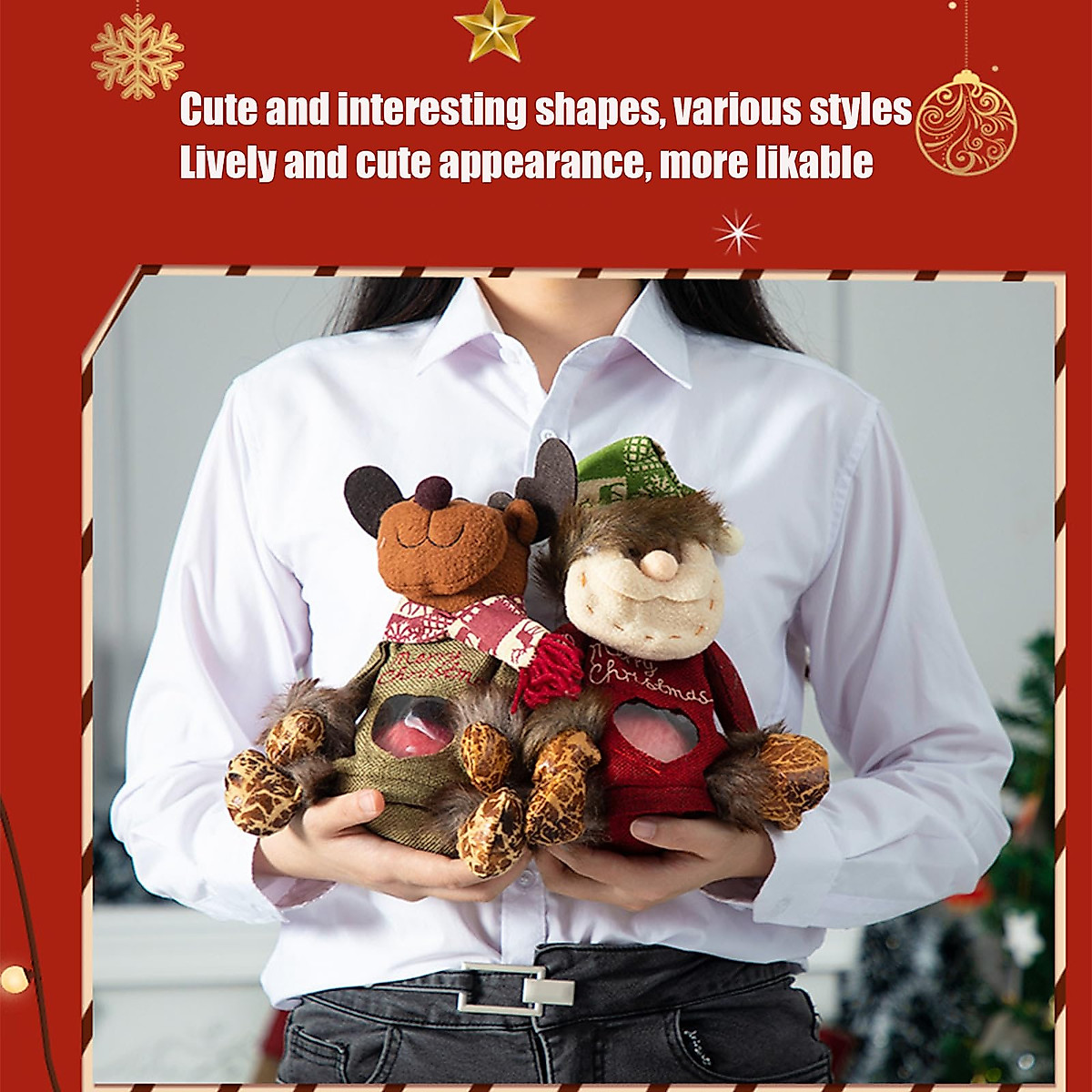 Christmas Gift Bags Zipper Design,Christmas Gift Doll Bags, Christmas Candy Bags, Christmas Bags with Drawstring,Christmas Gift Bags for Party and Festival (6pcs)