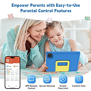 ApoloSign Kids Tablet 10 inch, Android 13 Tablet for Kids, 2+32GB Storage, Pre-Installed Educational Apps with Ad-Free Contents and Parental Control, 5000mAh Battery, EVA Shockproof Case - Blue