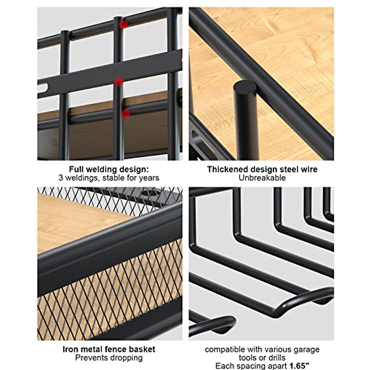 Power Tool Organizer Drill Holder Wall Mount Cordless Drill Storage with 2 Screwdriver Holder, Heavy Duty Tool Organizers And Storage, Tool Garage Organization Tool Rack,Father's Day Gifts