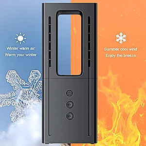 #6w5G94 2 in 1 Heater Fan Combo Portable Cooling Fan Bladeless Personal Fans 700W Overheat Protection for Home Office Black