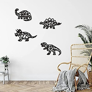 Dinosaur Wall Decor Dino Geometric Wooden Wall Art Nursery Room Decorations For Baby Boys Girls Toddlers Kids Bookshelf Bathroom Bedroom Classroom Bedroom Playroom Living Room Modern Minimalist Design