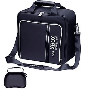 oamarando Carrying Case for XBOX ,Compatible with XBOX SERIES X/S, Travel Storage Bag for XBOX Controllers and Accessories,with Controller Protection Box(Black-White)