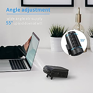 CARRYLOVE Portable Mini Waist Clip on Fan, Personal Necklace Fans, USB Rechargeable Operated, 3 Speeds, Hand Free Belt Fan for Outdoor Working, Climbing, Hiking, Camping, Cycling Fishing (Black)