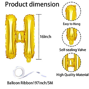 Happy Birthday Banner,Personalized Name Happy Birthday Balloon Banner Letters Balloons 2 Sets A-Z 16 Inch Reusable Foil Mylar Birthday Party Decorations for Women Men Boys Girls (Gold)