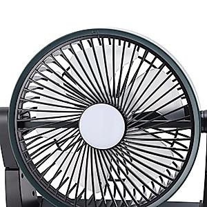GLOGLOW USB Portable Fan, 5000mAh Battery Silent Motor Rechargeable Portable USB Small Desk Fans 2 Levels LED for Camping (Green)