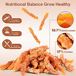 Pawant Dog Treats Chicken Wrapped Sweet Potato Dog Treats, Puppy Training Snacks, Rawhide Free Treats 0.5lb/227g