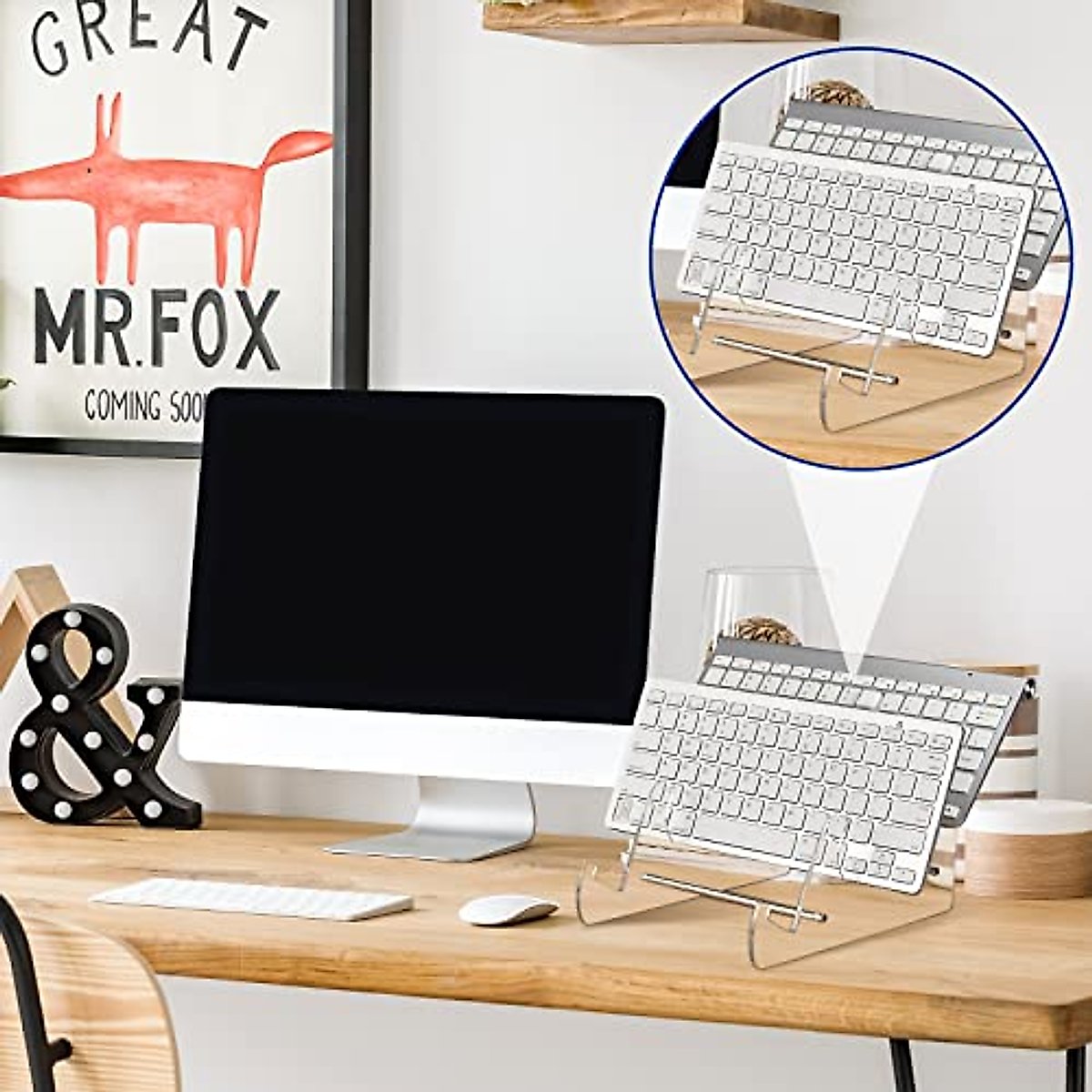 Acrylic Keyboard Display Stand Holder Mechanical Computer Keyboard Stand Shelf for Desk Transparent Acrylic Stand 3 Tier Keyboards Storage Holder Tray for Computer Tablet Picture Frame