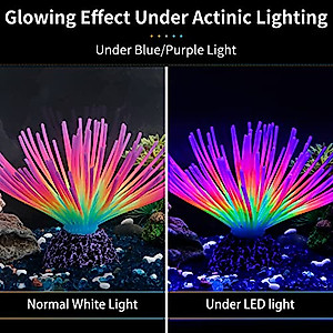Uniclife Aquarium Imitative Rainbow Sea Urchin Ball Artificial Silicone Ornament with Glowing Effect for Fish Tank Landscape Decoration